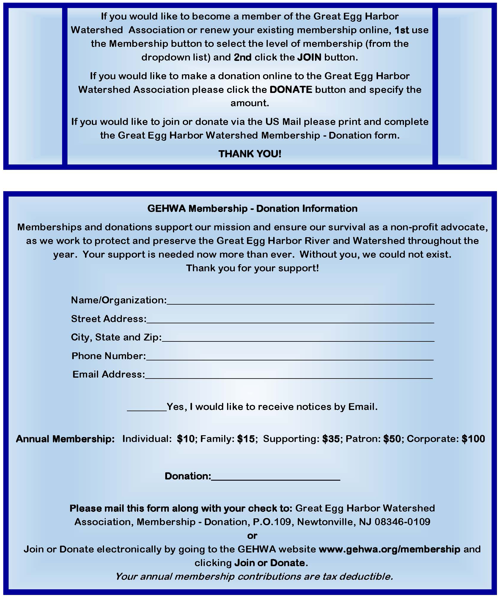 Donate/Membership – Great Egg Harbor Watershed Association
